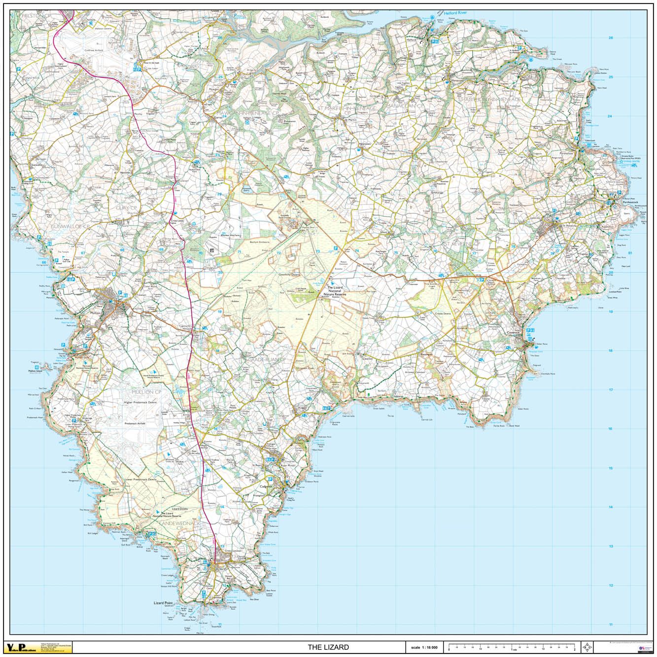 Wall map | The Lizard |105x105| 1:16000 | Enc